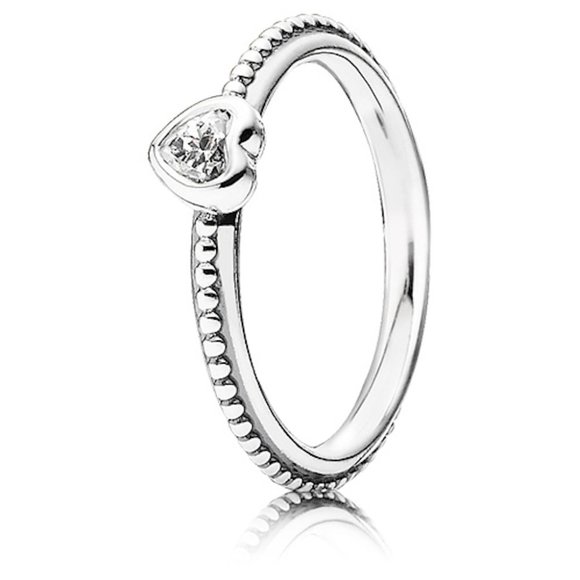 Pandora | Jewelry | Pandora One Love Stackable Heart Ring With Clear ...